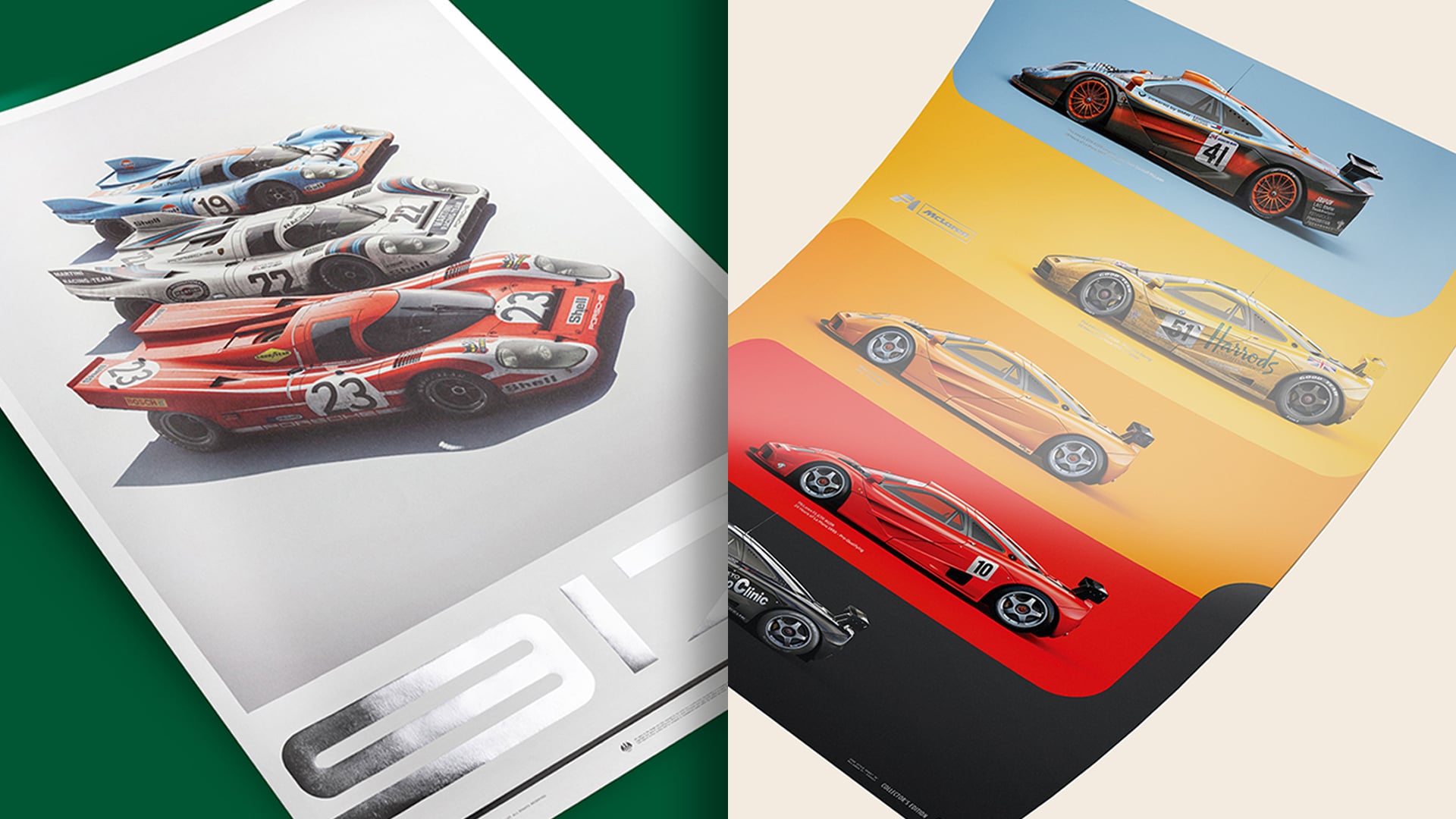 WIN 2x Le Mans Automobilist Posters (Porsche 917 + McLaren F1 GTR ...